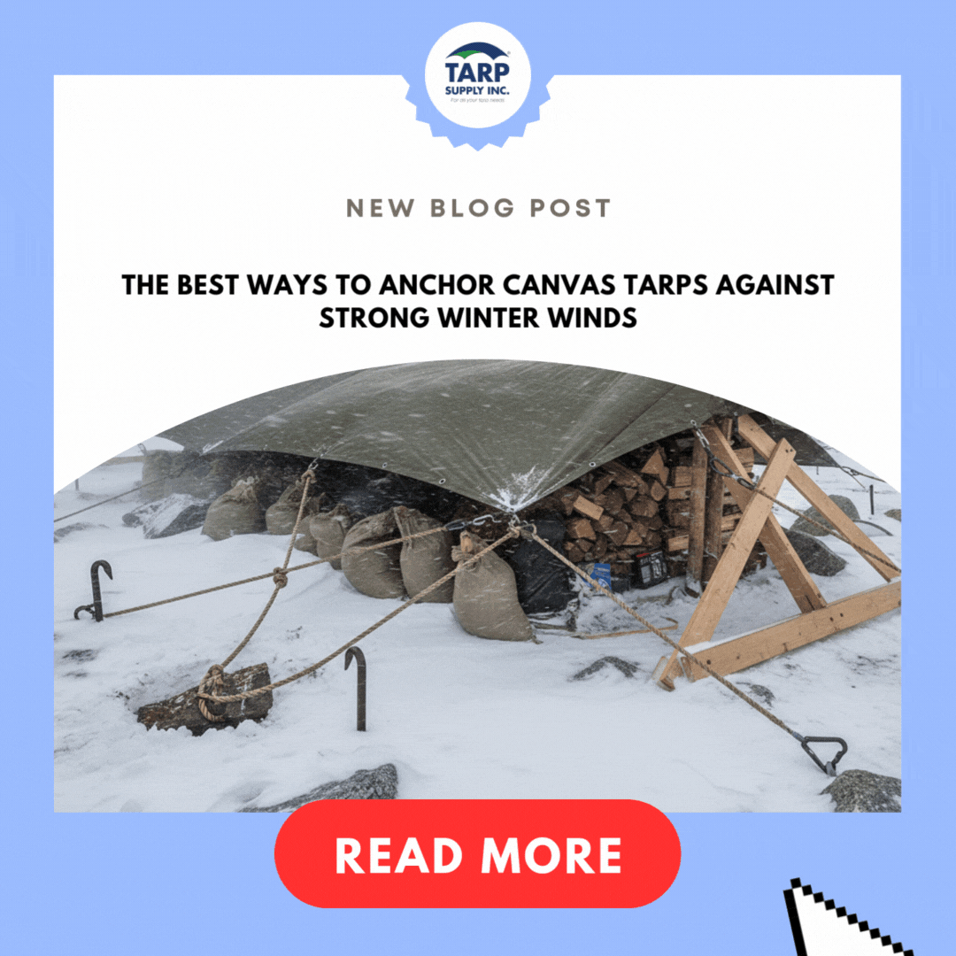 Anchor Canvas Tarps Securely Against Winter Winds