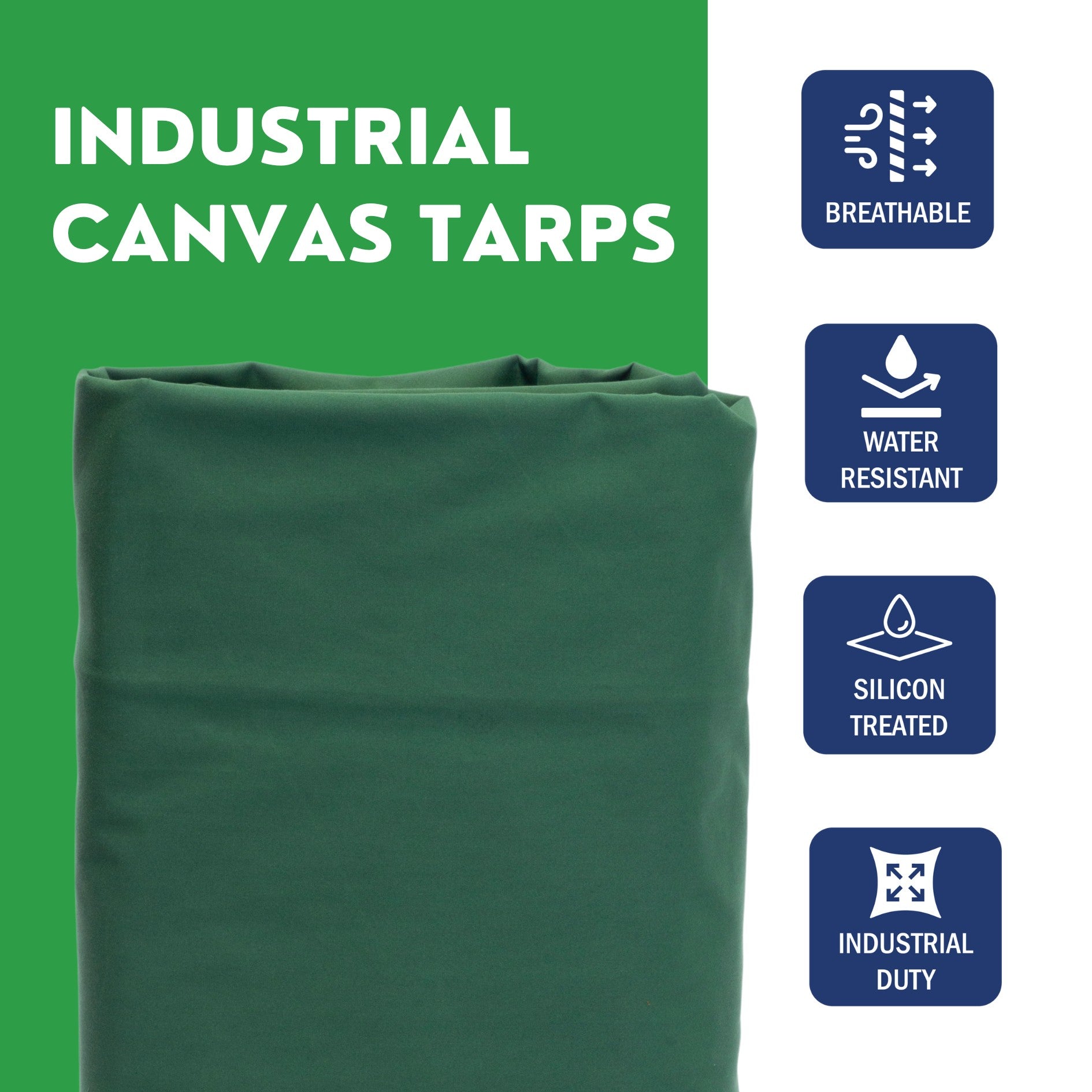 Green Polyester Canvas Tarp 50'x100' | Breathable Tarps